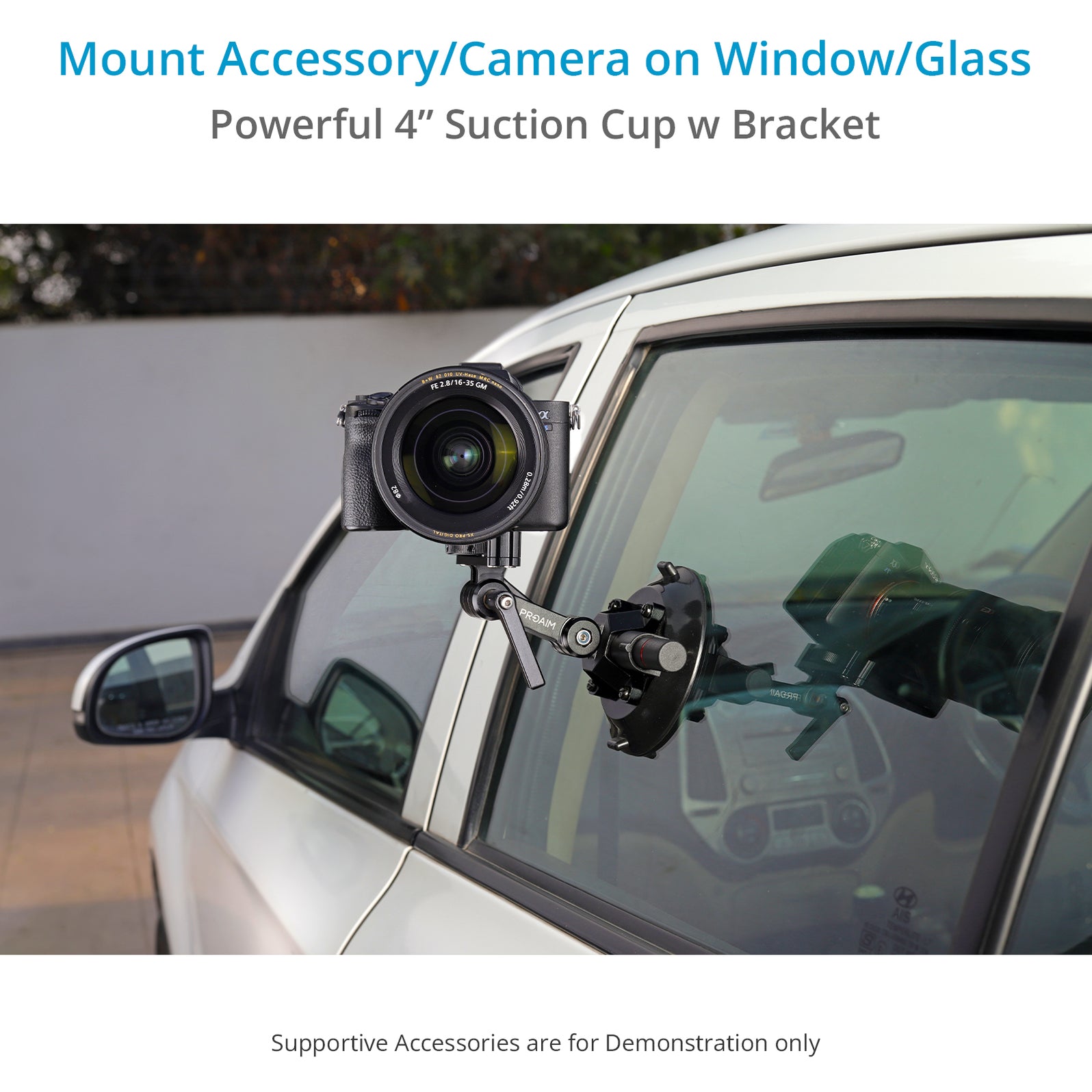 Proaim 4” Suction Cup with Tilting Bracket for Camera & Accessories