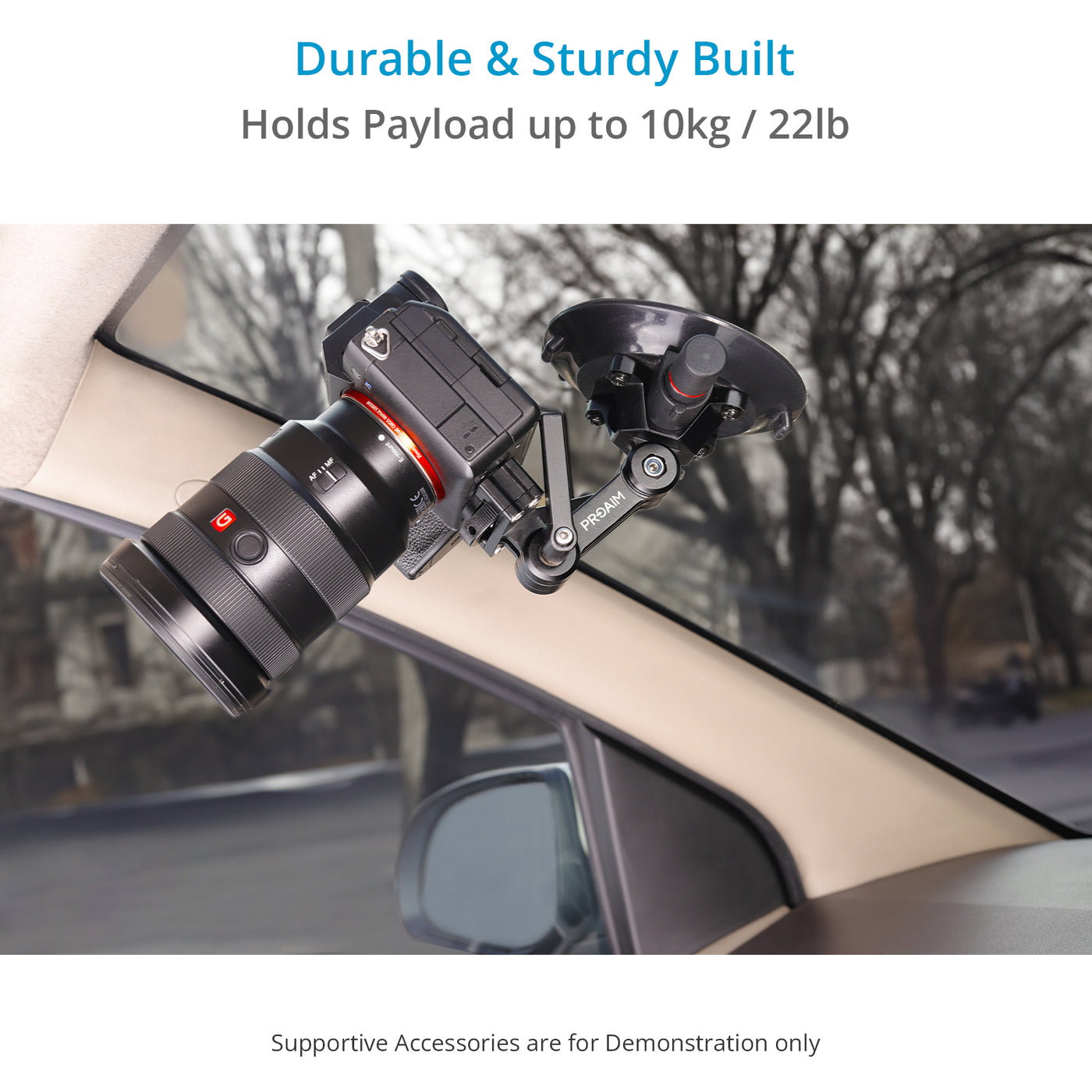 Proaim 4” Suction Cup with Tilting Bracket for Camera & Accessories