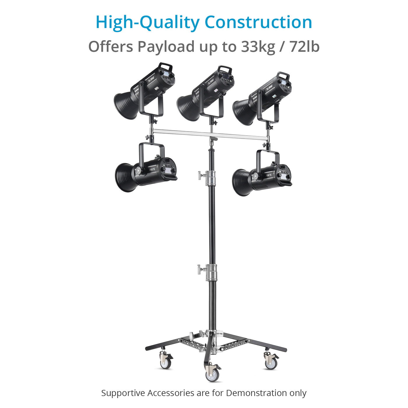 Proaim 6.16ft Double Riser Rolling Monitor Stand with 5/8” Mount