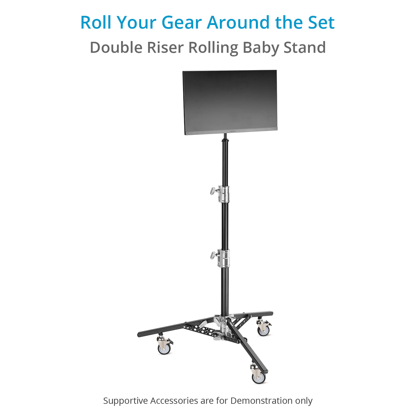 Proaim 6.16ft Double Riser Rolling Monitor Stand with 5/8” Mount