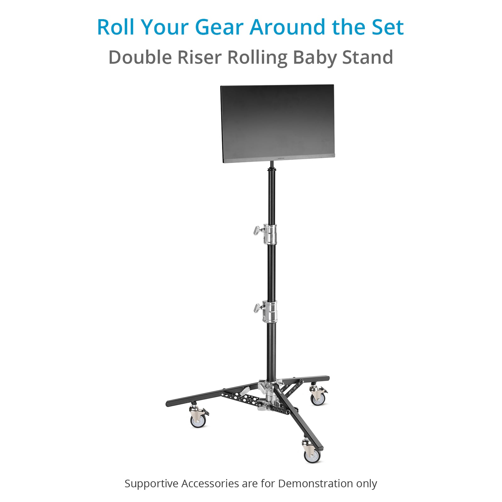 Proaim 6.16ft Double Riser Rolling Monitor Stand with 5/8” Mount
