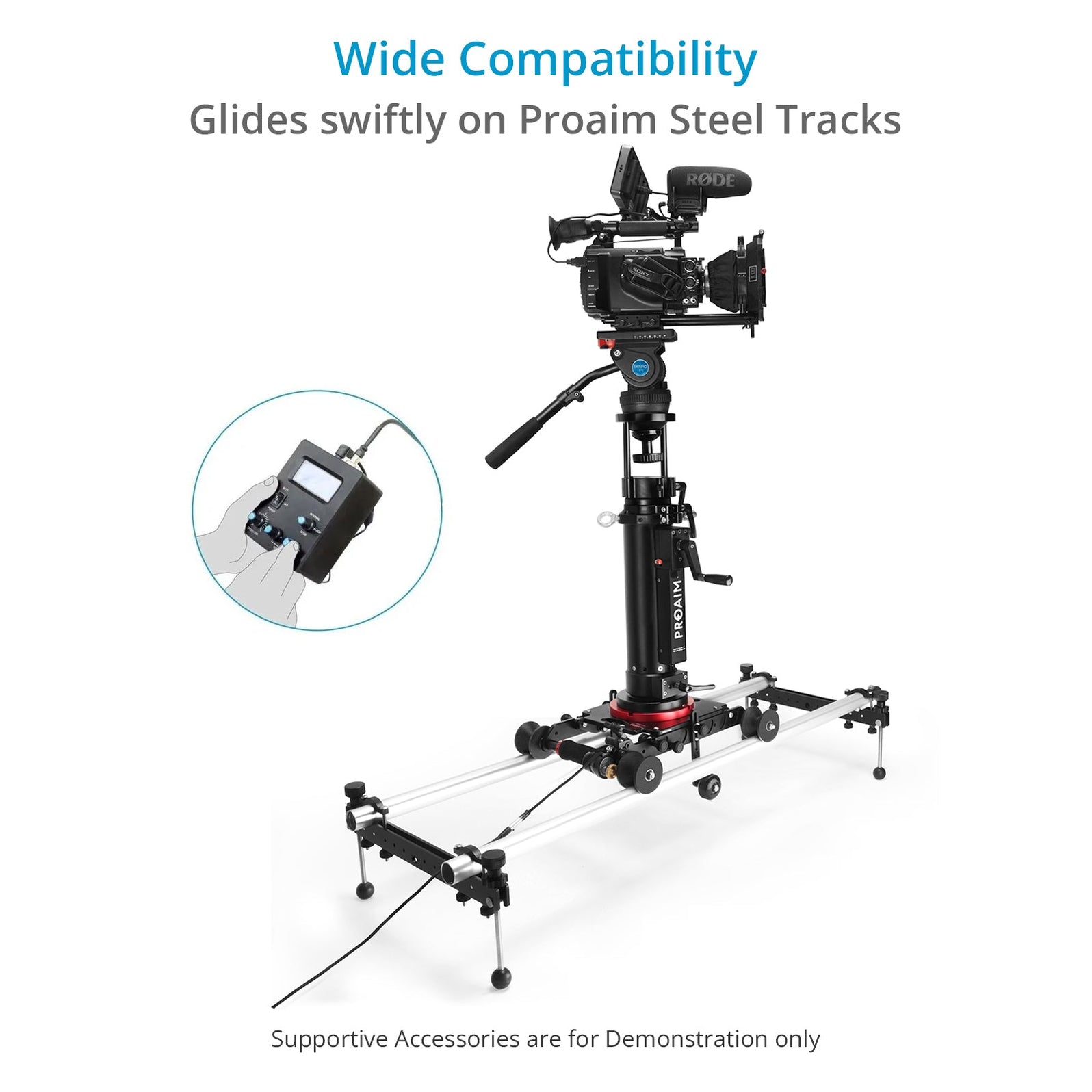 Proaim Fusion Video/Film Camera Dolly Slider w Track Ends + Bag Packing