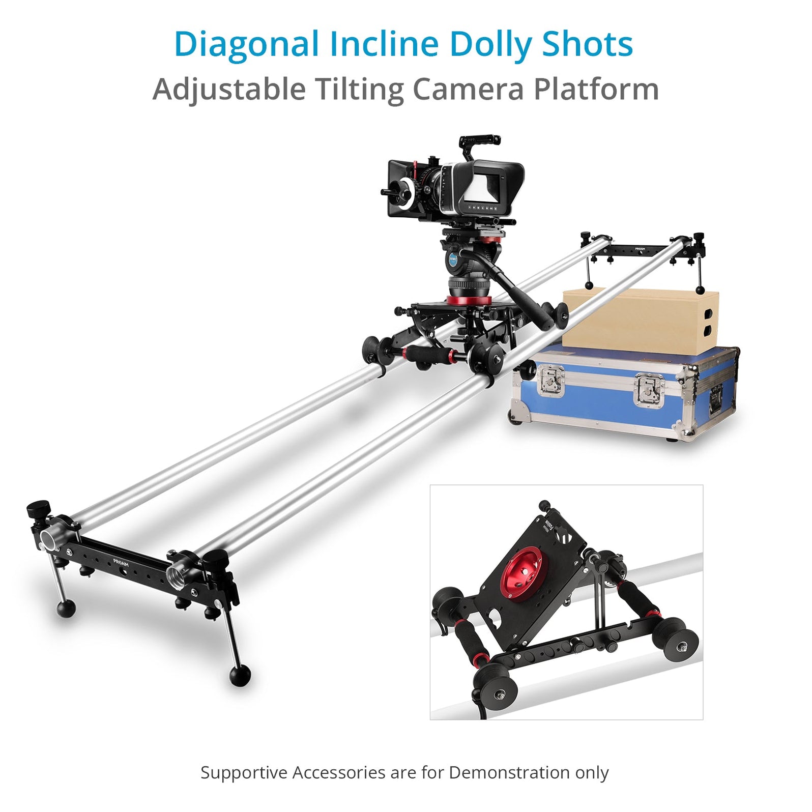 Proaim Fusion Video/Film Camera Dolly Slider w Track Ends + Bag Packing