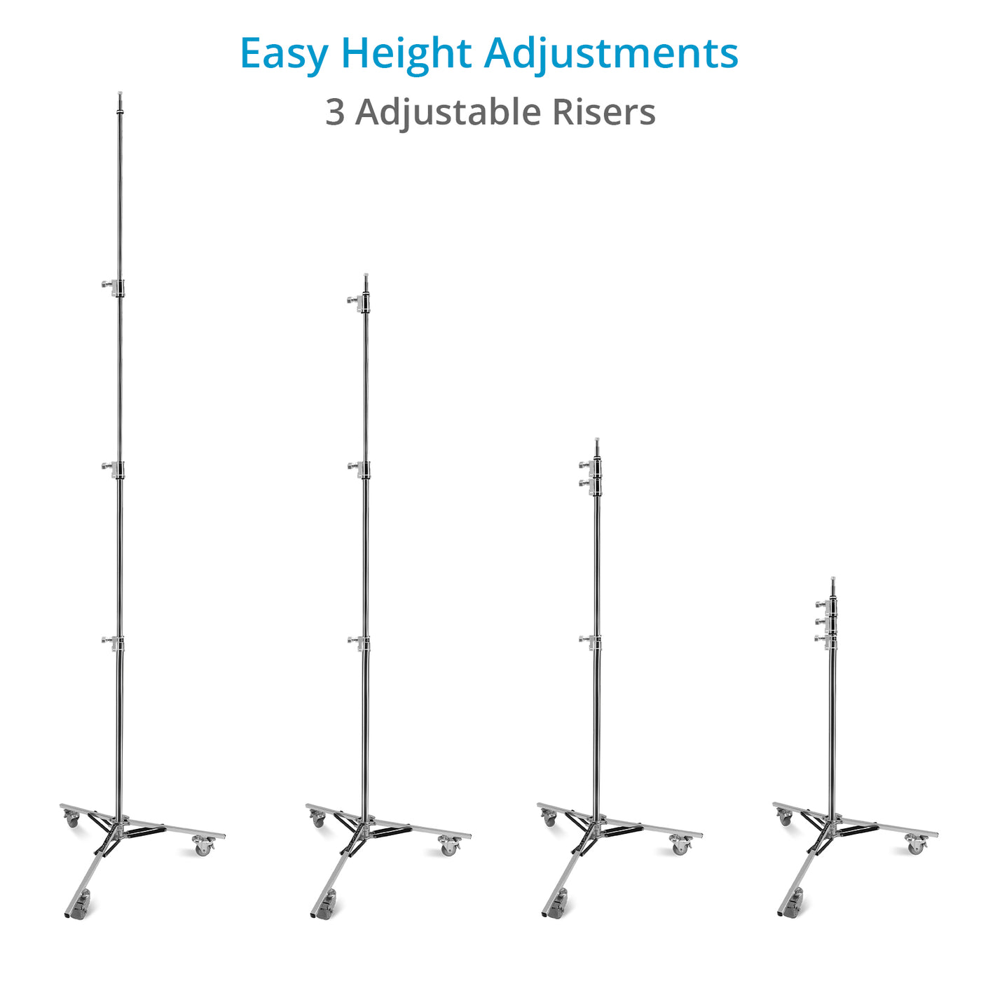 Proaim Baby 5/8” Jr. Triple Riser Roller Stand w Wheels for Studio, Ph